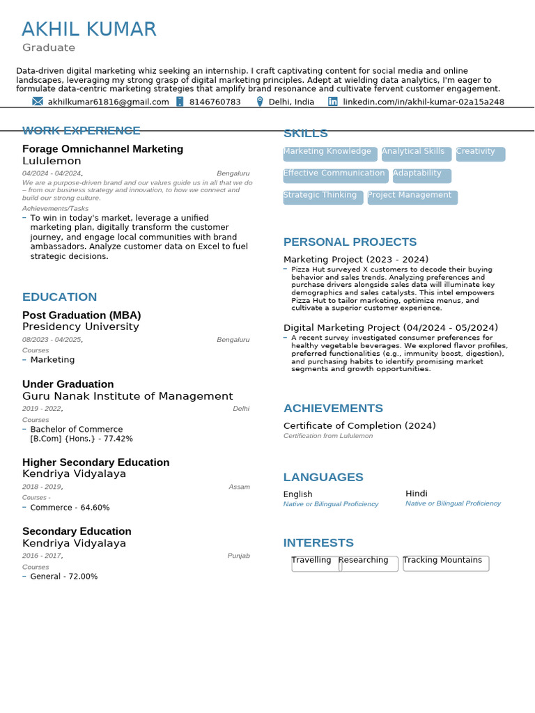 AKHIL KUMAR Resume | PDF