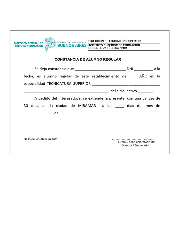 Constancia Alumno Regular | PDF