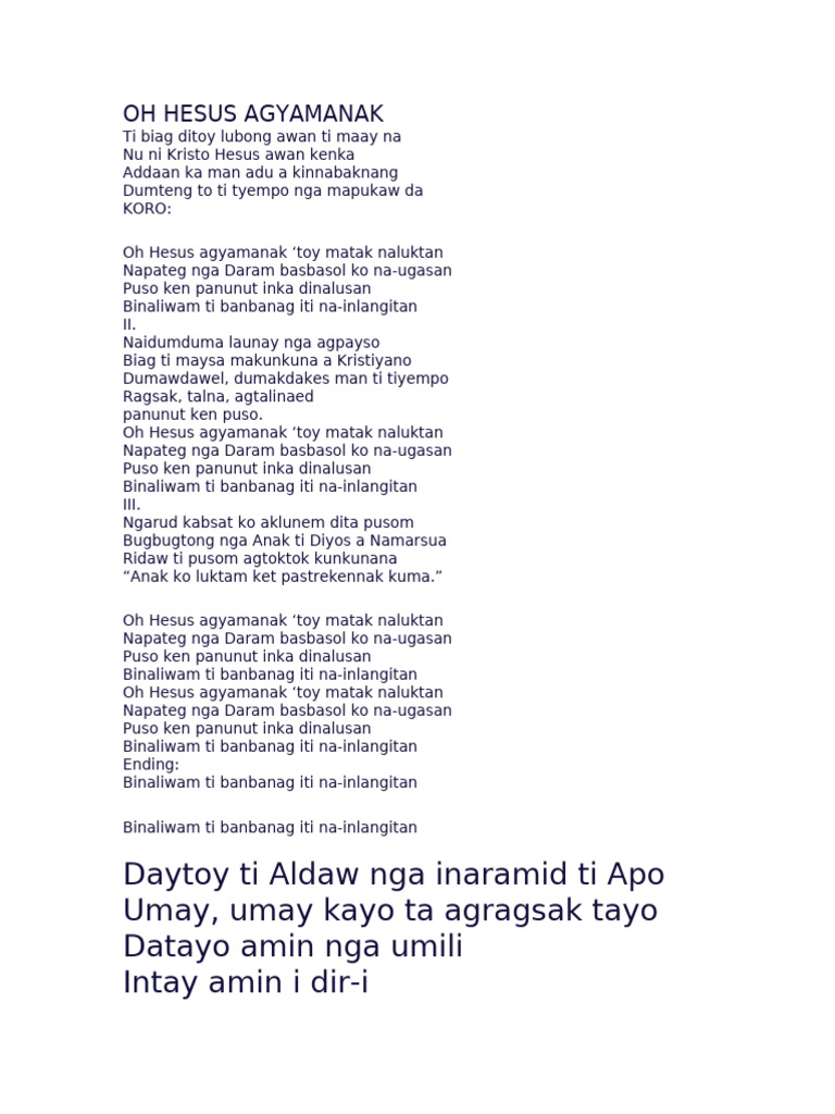 Oh Hesus Agyamanak | PDF