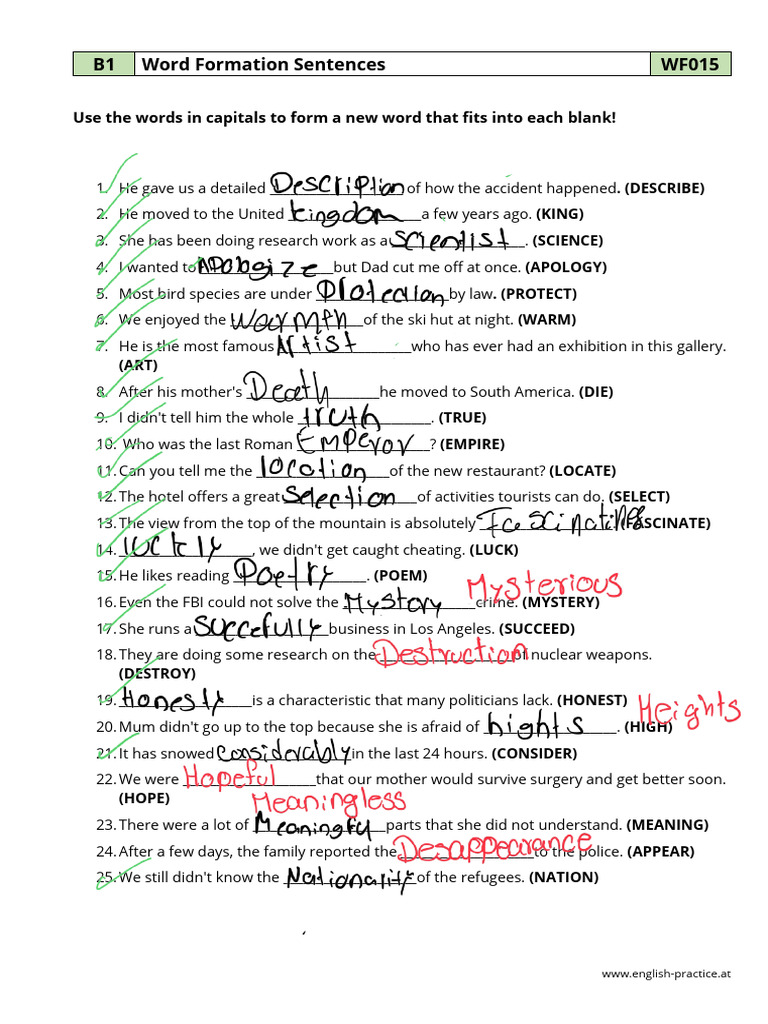 Word Formation Exercise | PDF