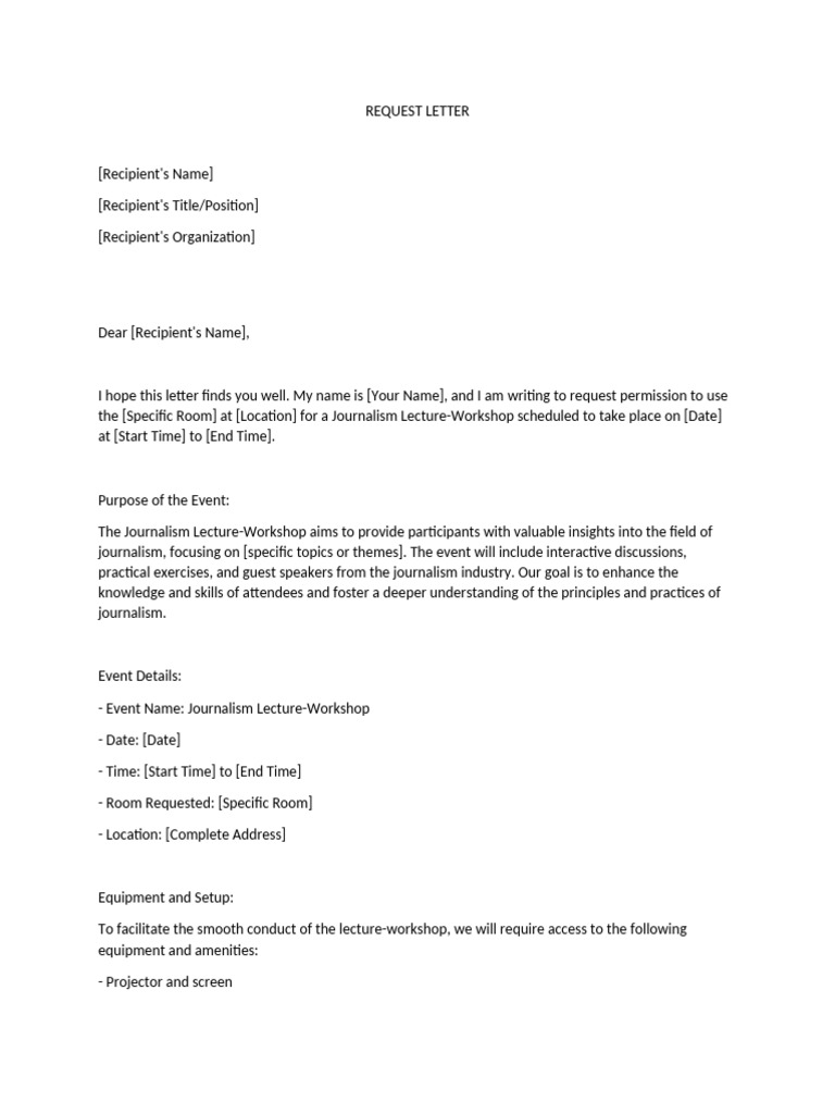 REQUEST LETTER For Venues-Draft | PDF