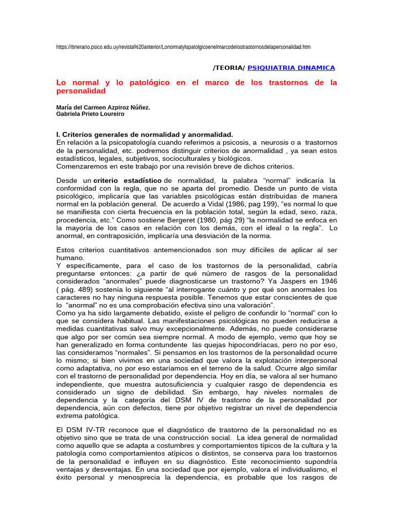 x_Lo normal y lo patológico | PDF