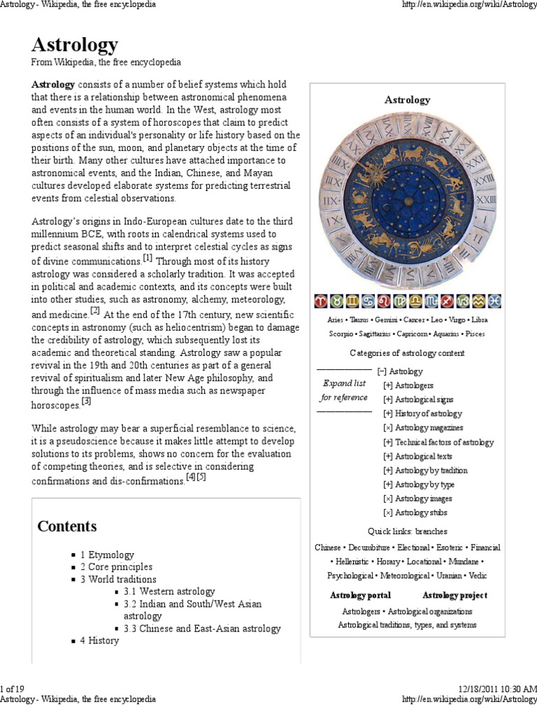 Astrology - Wikipedia, The Free Encyclopedia | PDF | Astrology ...