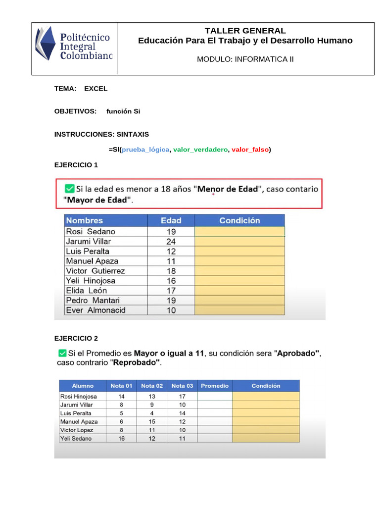 Taller 2 Funcion Si | PDF