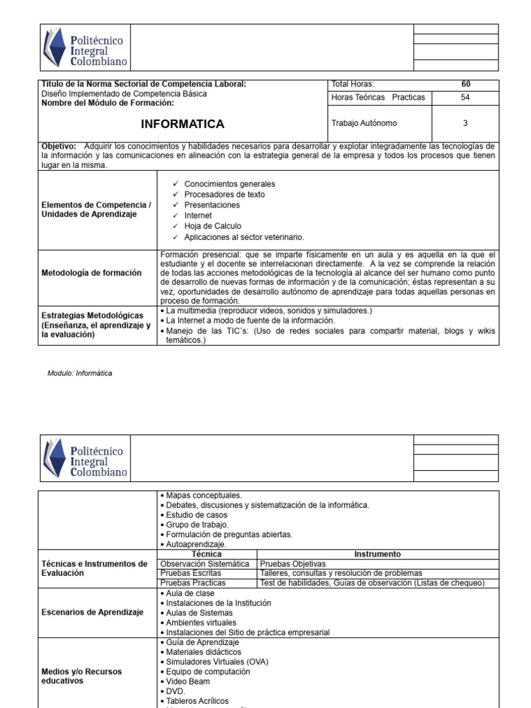 Modulo Informatica | PDF
