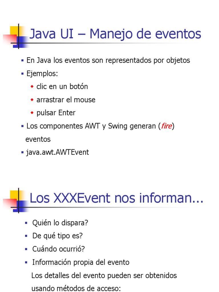 Java Eventos Eventos | Java (lenguaje de programación) | Herencia ...