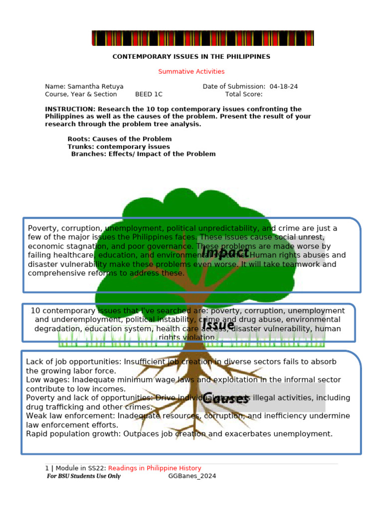 Enrichment Activity - Contemporary Issues in The Philippines | PDF