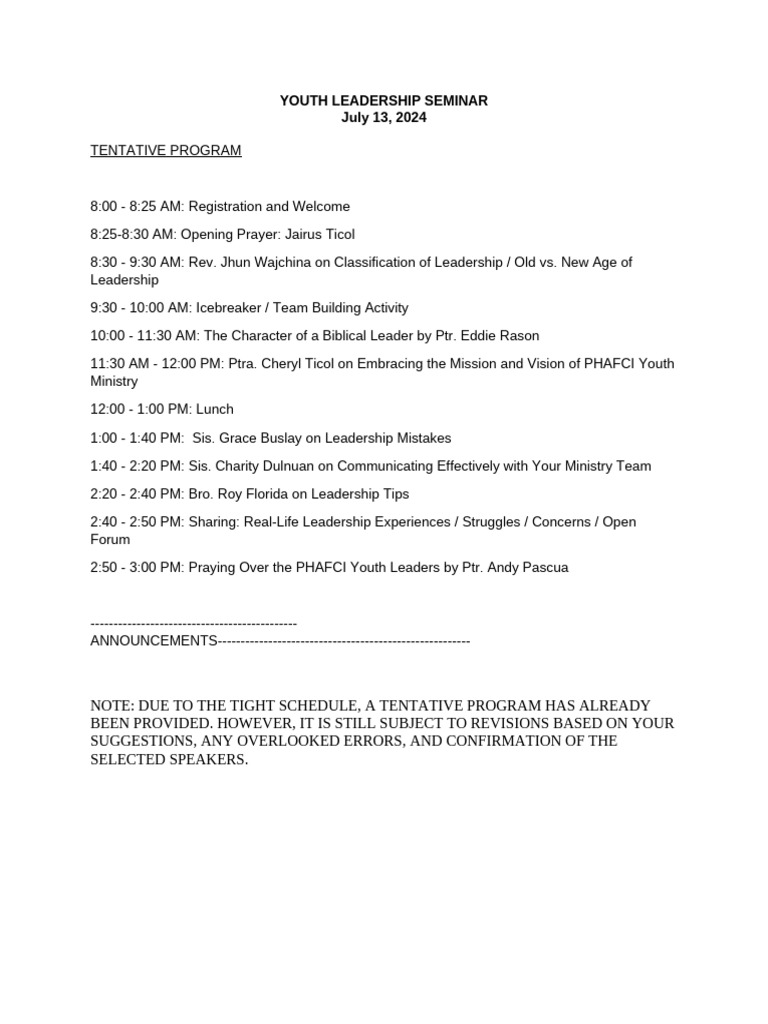 Youth Leadership Seminar (5) | PDF