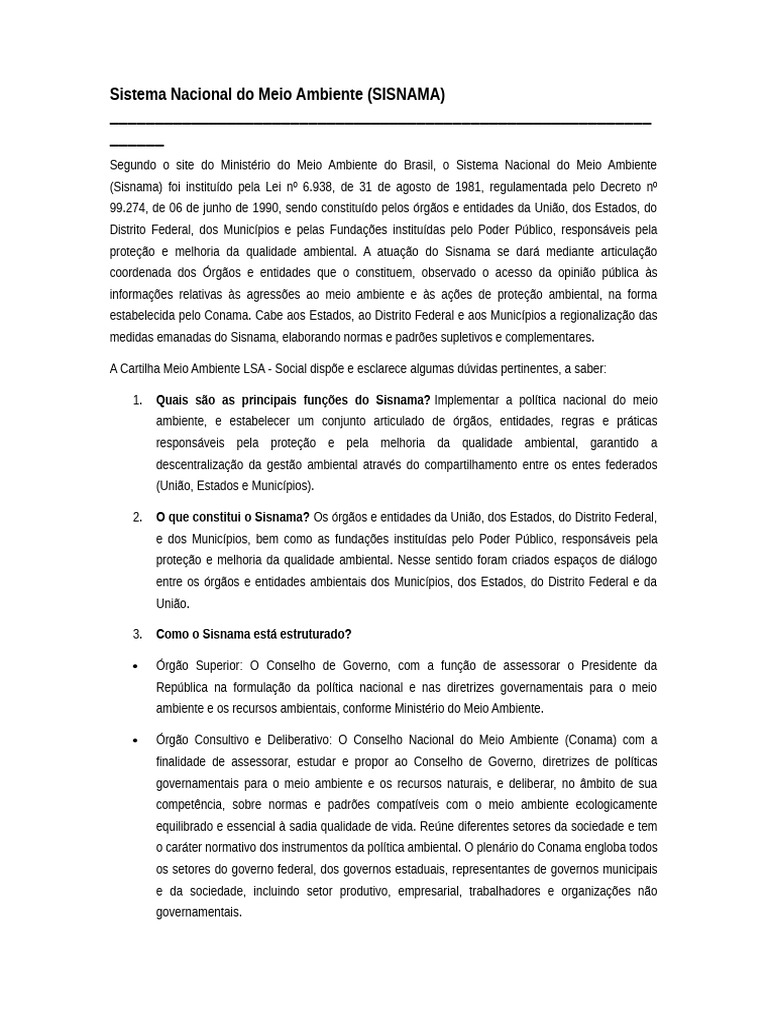 Sisnama e Conama | PDF