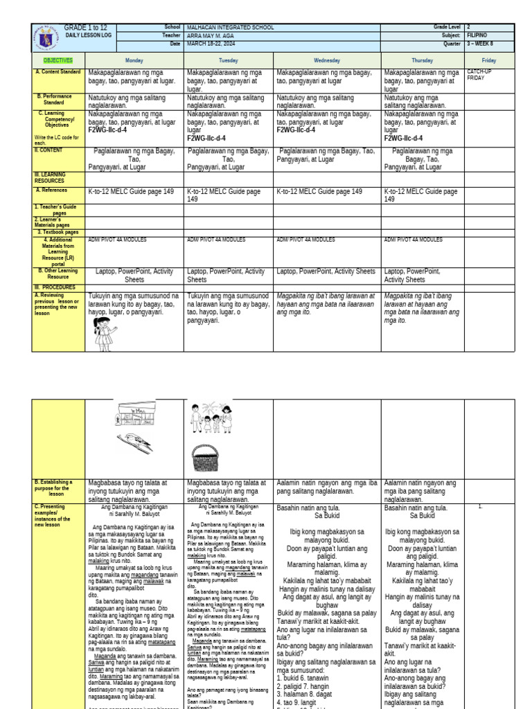 WEEK8 q3 DLL FILIPINO 2 | PDF