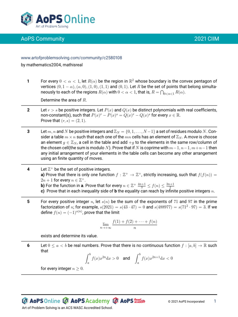 Aops Community 2021 Ciim: Art of Problem Solving Is An Acs Wasc ...