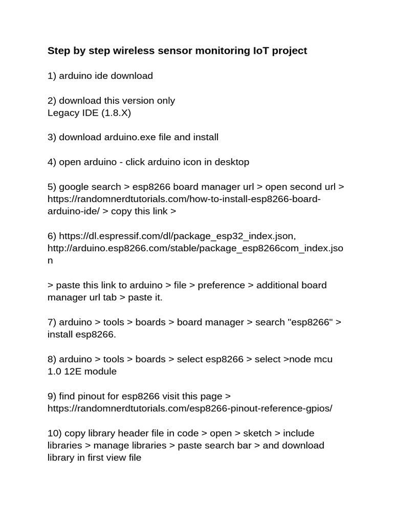 Step by Step Wireless Sensor Monitoring IoT Project | PDF