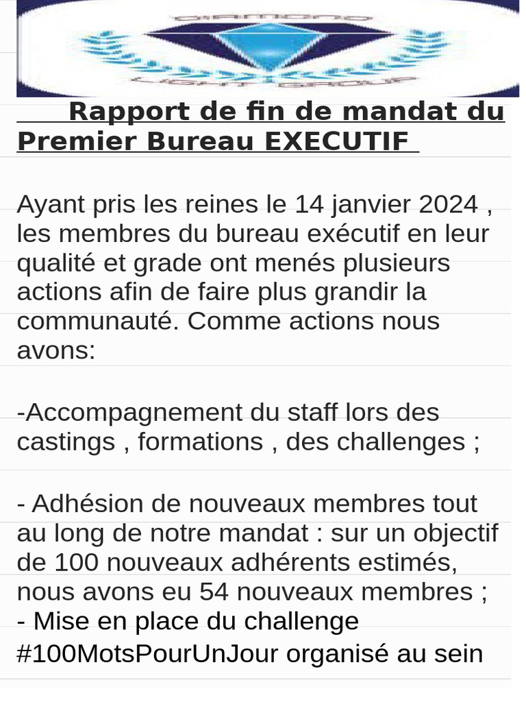 Rapport Fin de Mandat | PDF