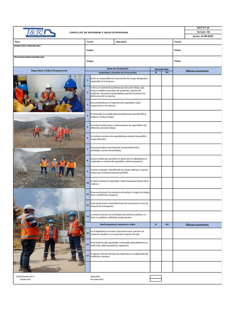 Formato de Inspección de Seguridad y Salud Ocupacional | PDF
