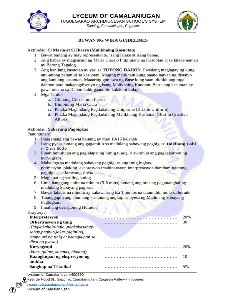 Buwan NG Wika Guidelines | PDF