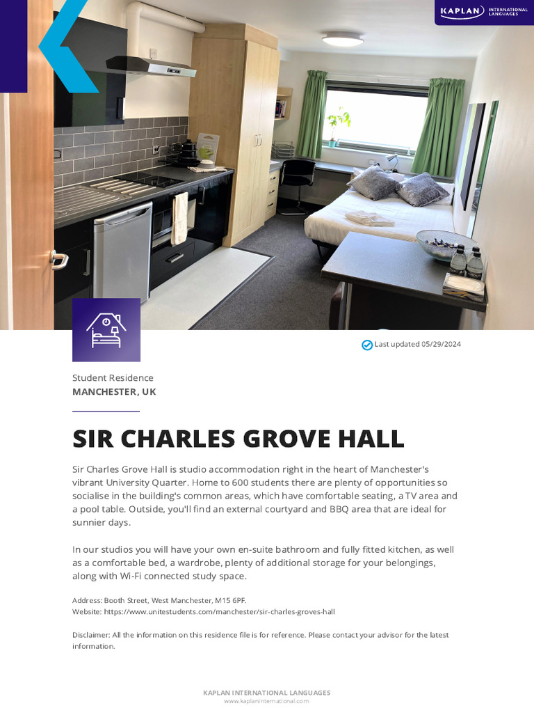 Accomm - Uk Manchester Sir Charles Grove Hall | PDF