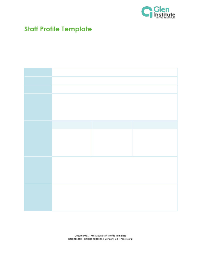 SITXHRM008 Staff Profile Template | PDF