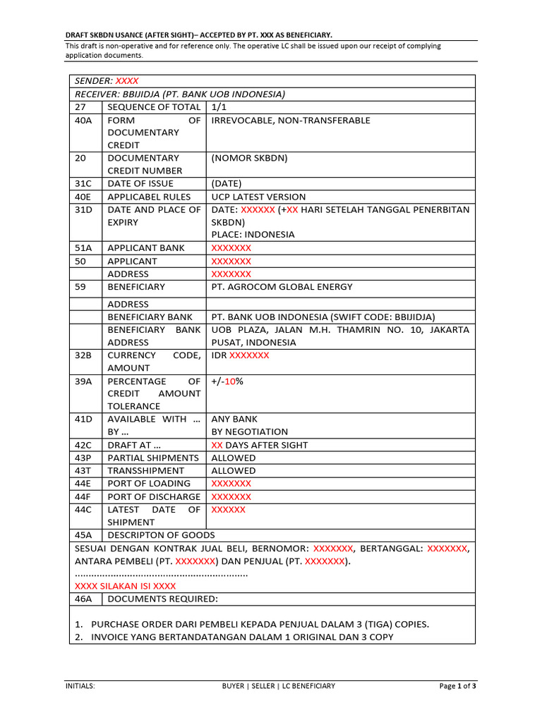 2 - Draft SKBDN - Full Usance - All - Tpa - 22 Nov 2023 | PDF ...