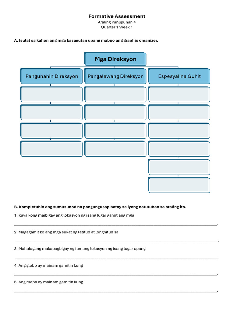 Formative Assessment: A. Isulat Sa Kahon Ang Mga Kasagutan Upang Mabuo ...