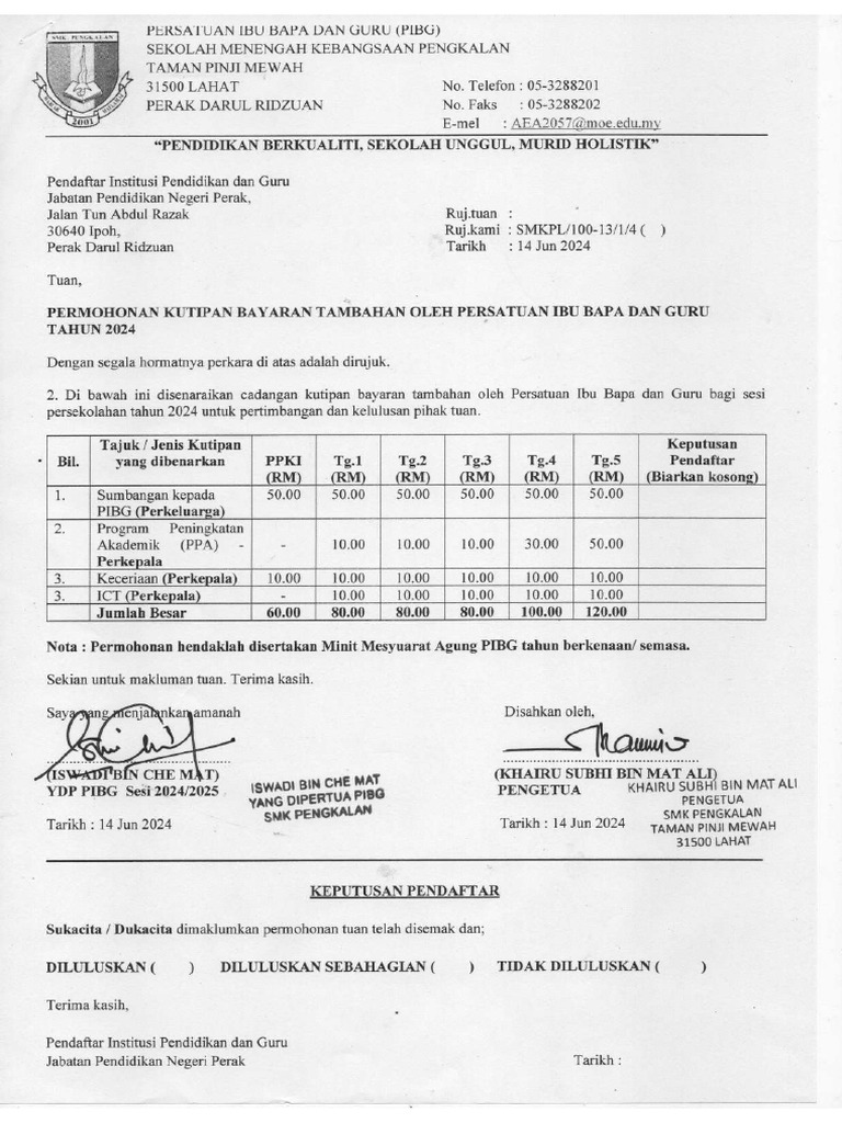 Borang Sumbangan Pibg | PDF