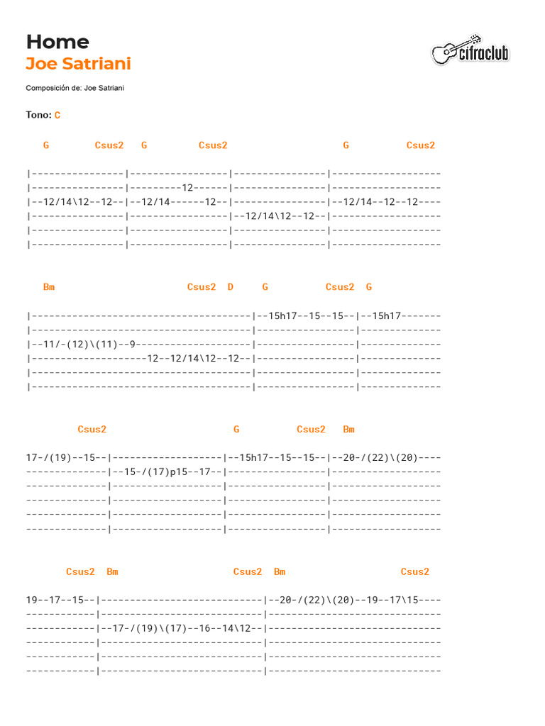 Cifra Club - Joe Satriani - Home | PDF