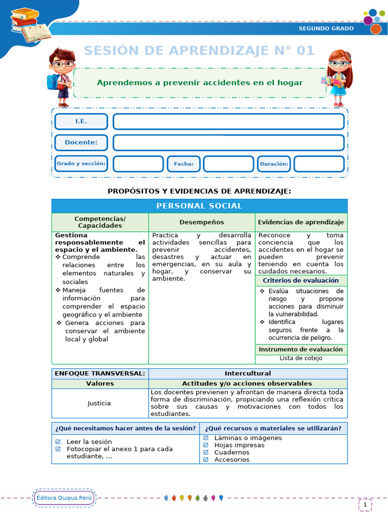 Sesiones de Aprendizaje - Semana 1 - UD IV - Editora Quipus Perú | PDF