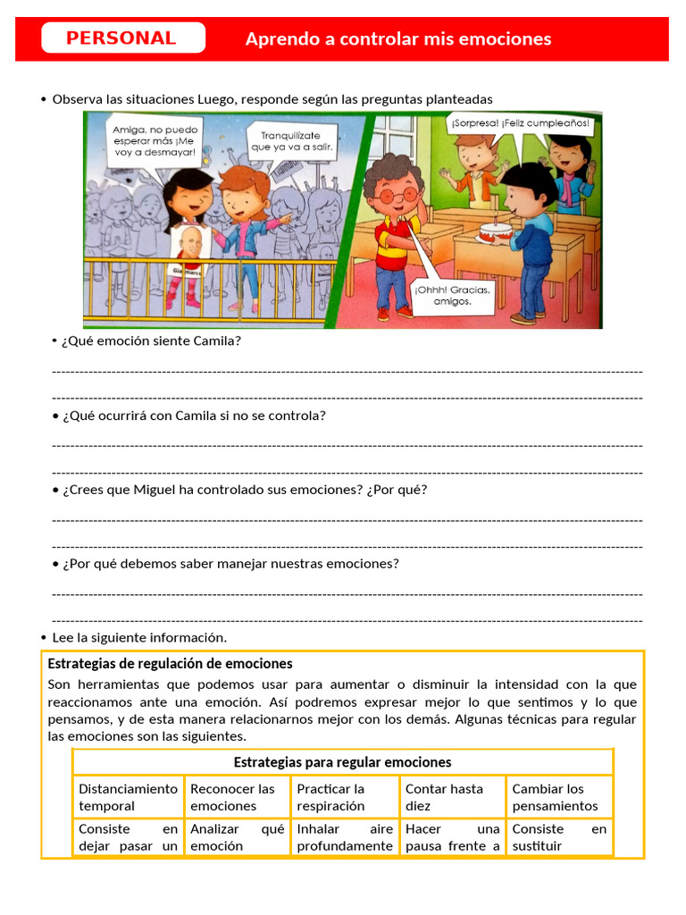 L. 13-05-24. D3 A3 FICHA PS. Aprendo A Controlar Mis Emociones | PDF