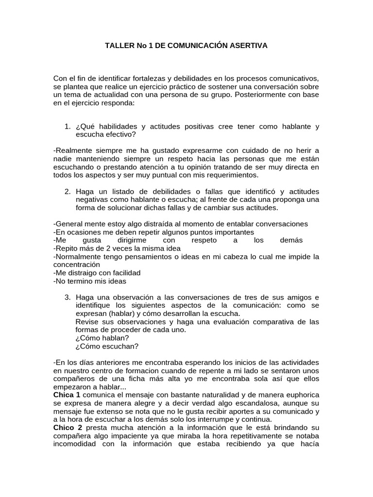 Taller de Comunicacion Asertiva | PDF