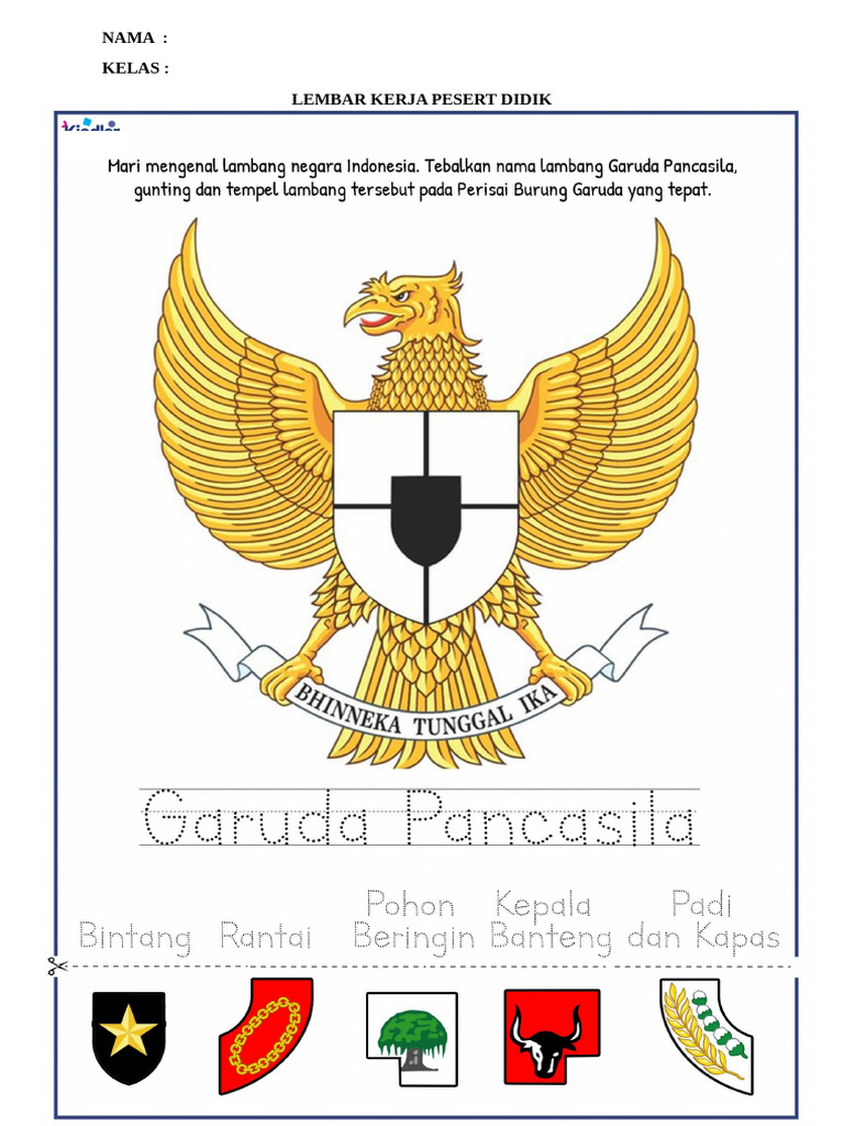 Gunting Dan Tempel Lambang Pancasiladi Perisai Burung Garuda Yang Tepat | PDF