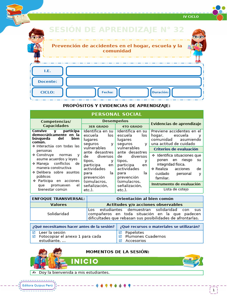 Sesiones de Aprendizaje - Semana 4 - UD II - Editora Quipus Perú | PDF