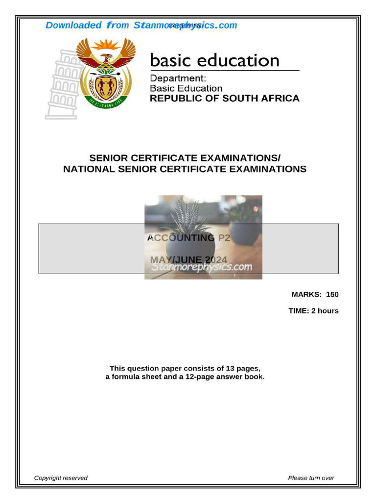 NSC Accounting Grade 12 May June 2024 P2 and Memo | PDF
