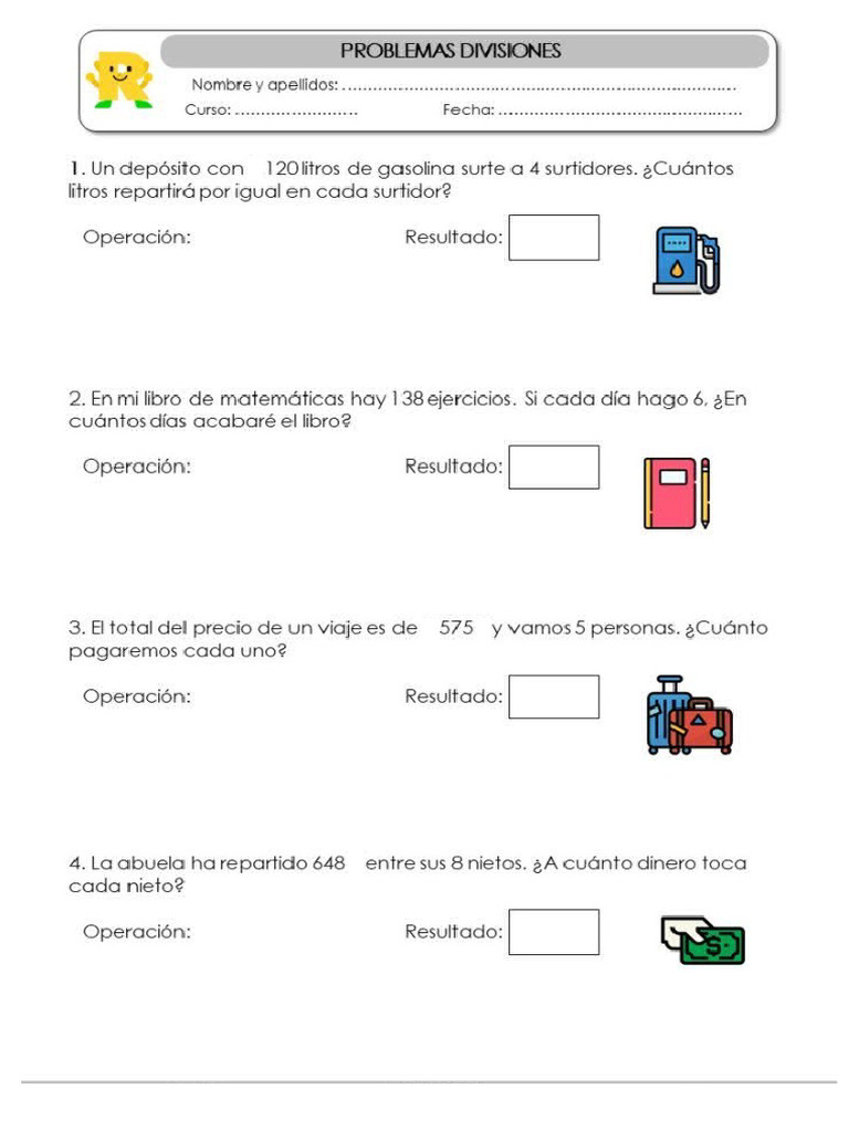 Ficha Problemas de Division | PDF