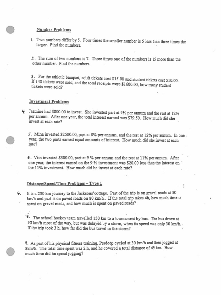 CH 4 Extension EXTRA HANDOUT Word Problems Sub and Elimination 2024 | PDF