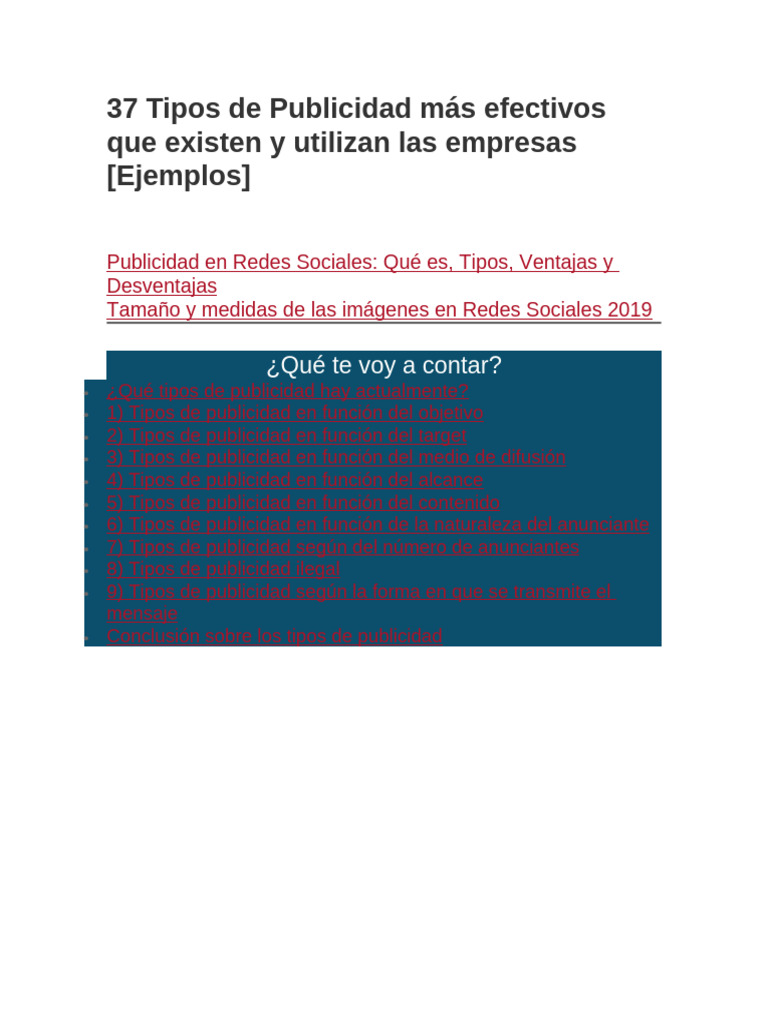 37 Tipos de Publicidad más efectivos que existen y utilizan las empresas | PDF
