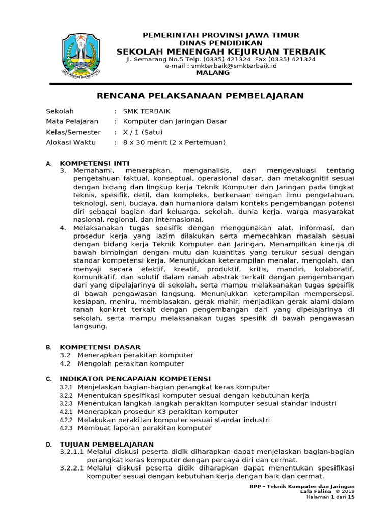 RPP Perakitan Komputer | PDF