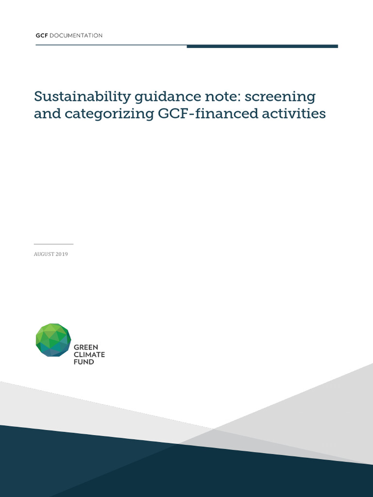 Sustainability Guidance Note Screening and Categorizing GCF Financed ...