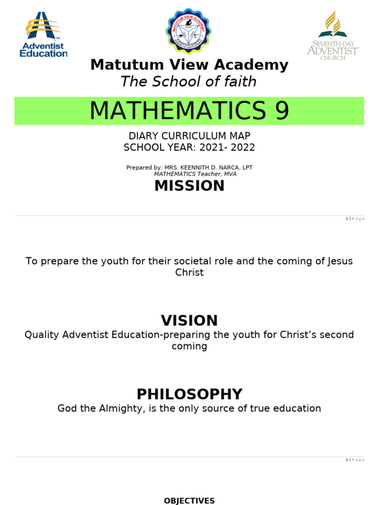 Mathematics 9 Curriculum Map | PDF
