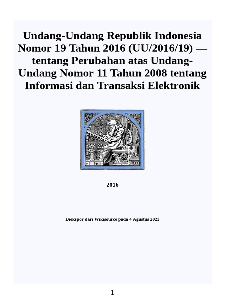 UU RI No 19 Tahun 2016 | PDF