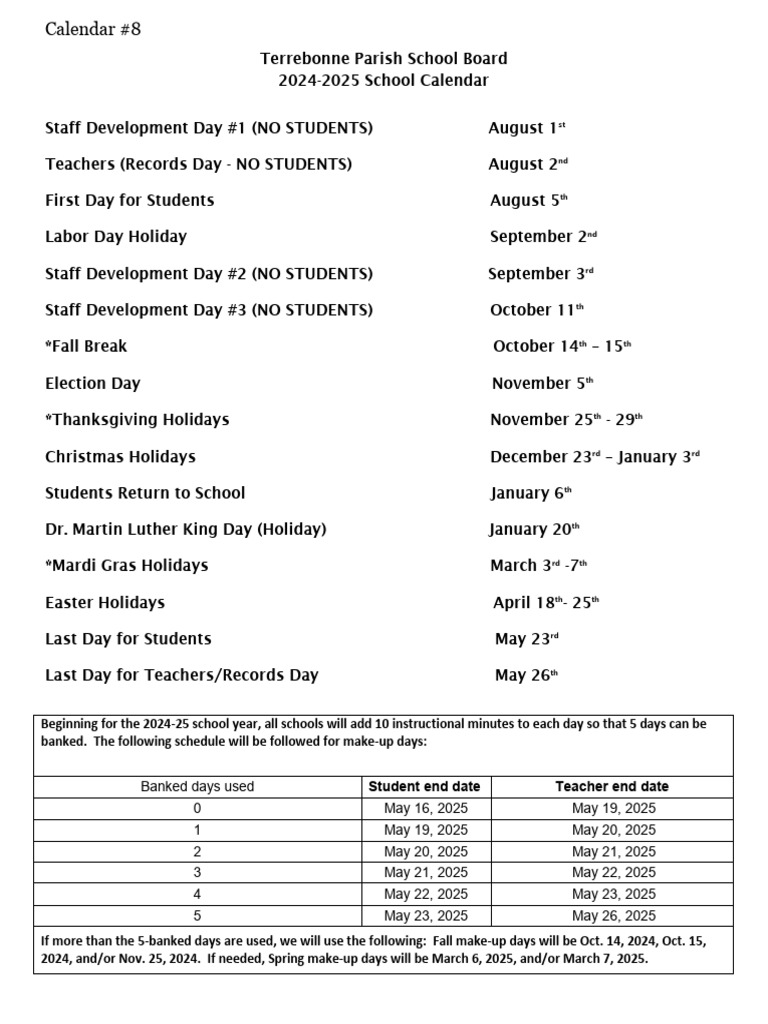 2024 2025 School Calendar | PDF