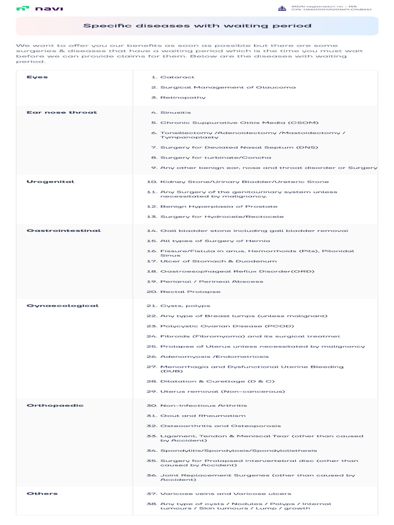 Navi Health Insurance - Know Your Policy | PDF