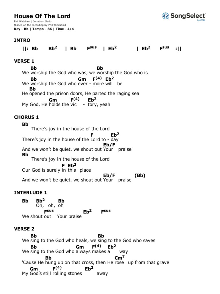 House of The Lord - Chart in BB | PDF