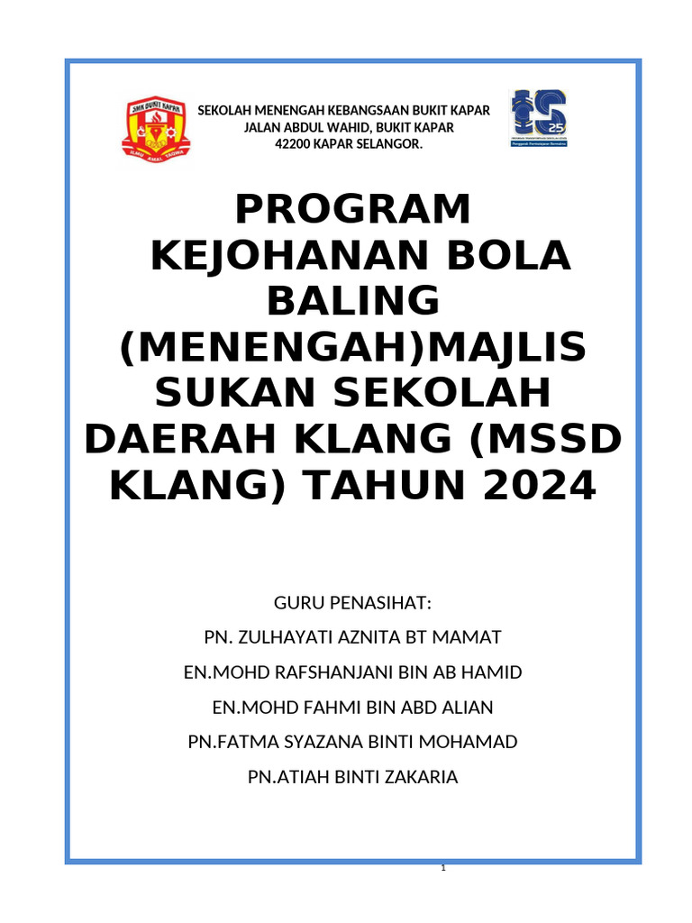Kertas Kerja Program Pembangunan Sukan Sekolah Bola Baling Ts25 | PDF