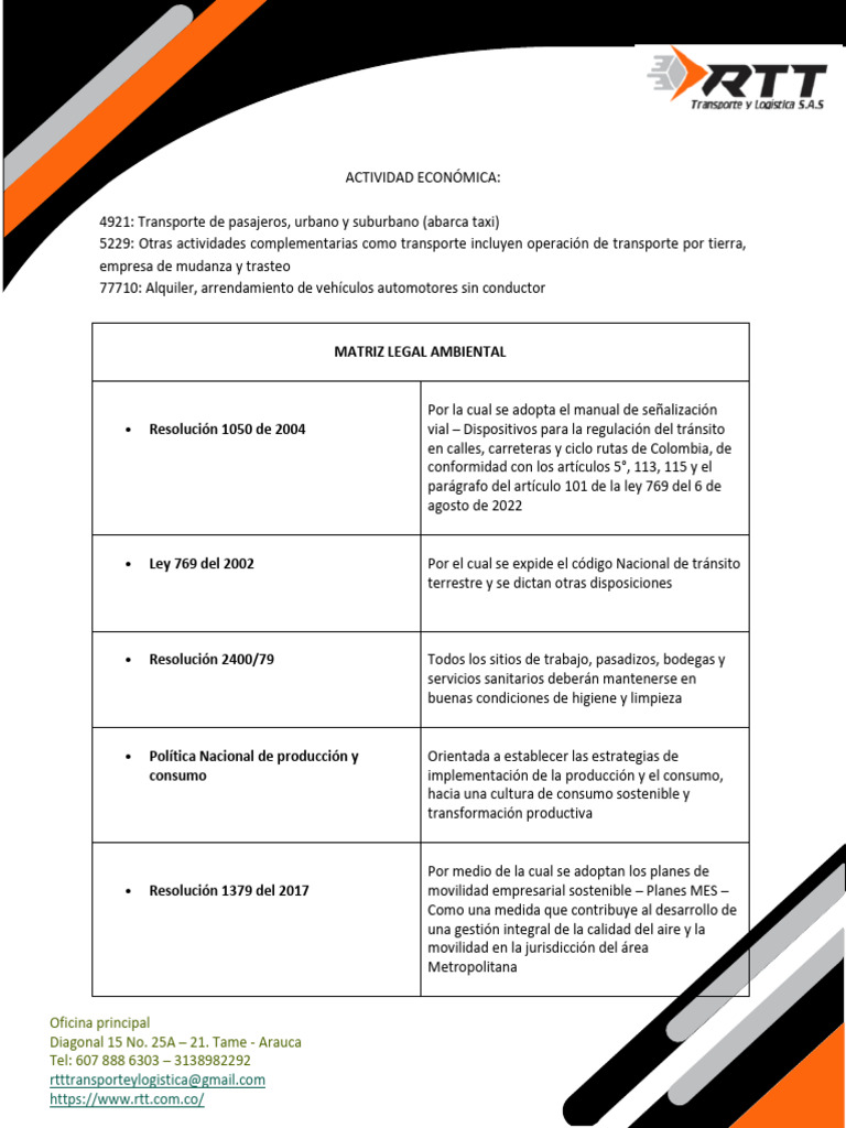 Matriz Legal RTT | PDF