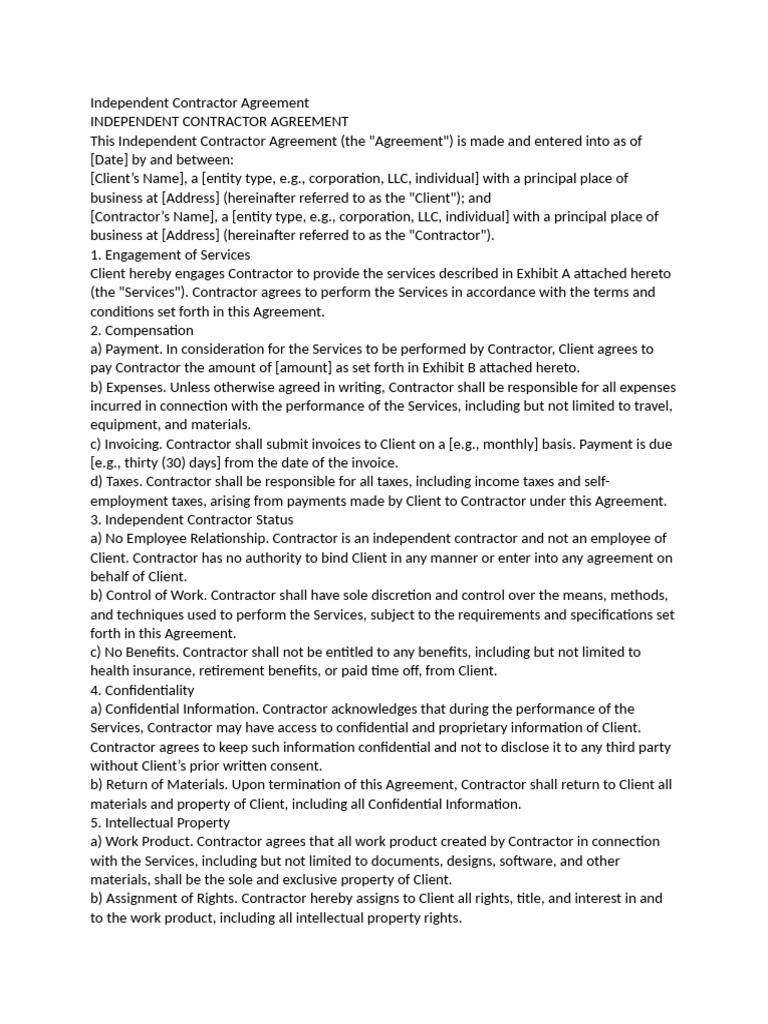Independent Contract Agreement Template | PDF
