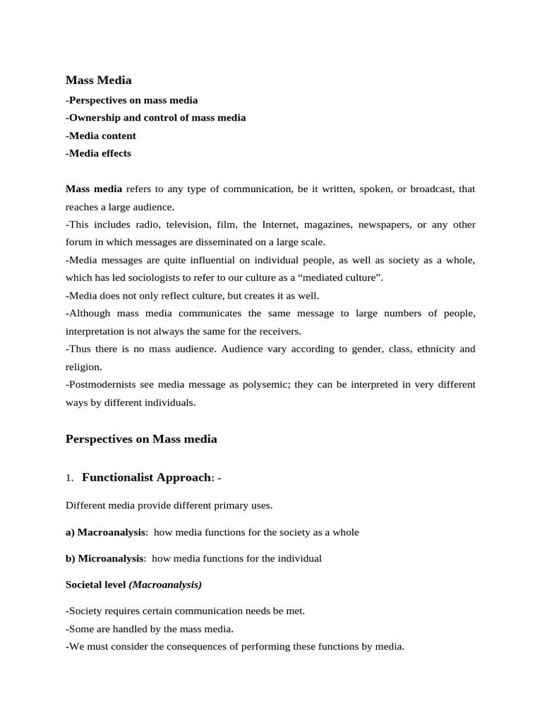 Mass Media | PDF