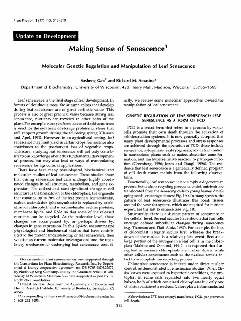 Gan and Amasino 1997 | PDF | Gene Expression | Science & Mathematics