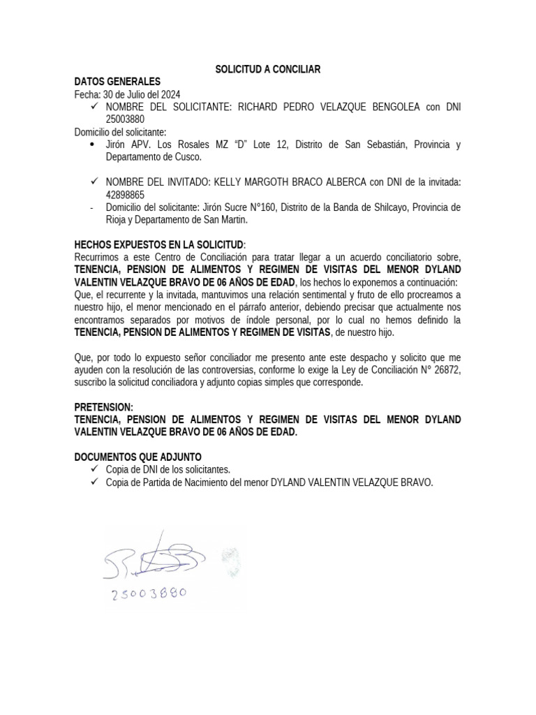 SOLICITUD A CONCILIAR | PDF