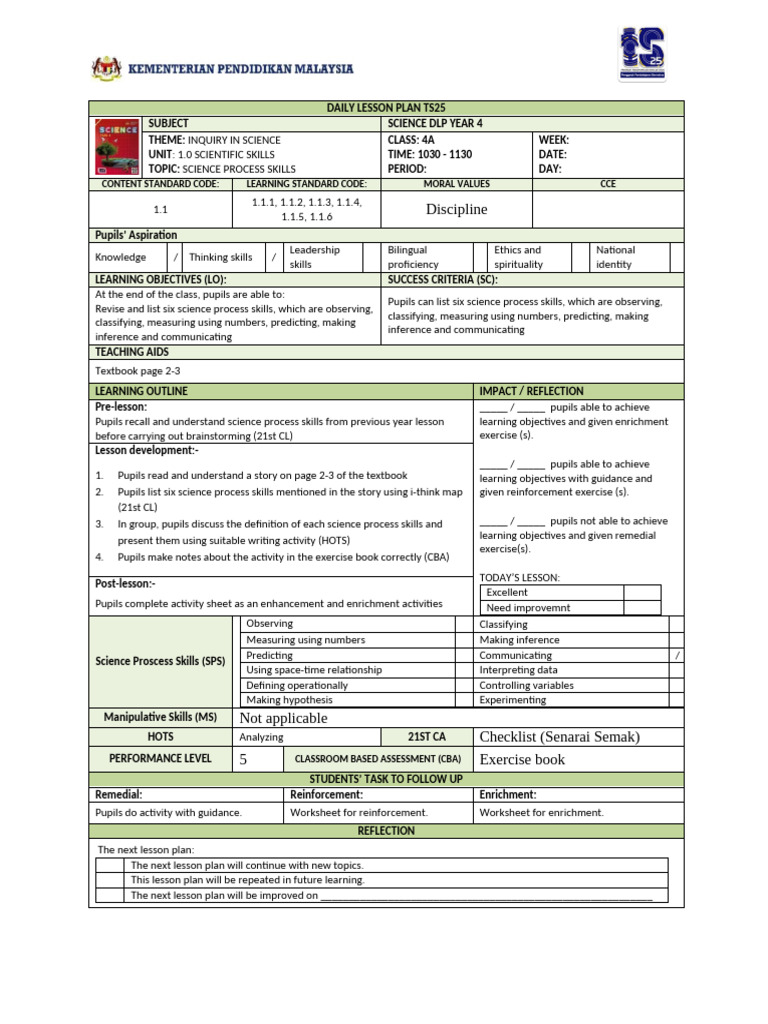 SC DLP Y4 TS25 (Unit 1) | PDF