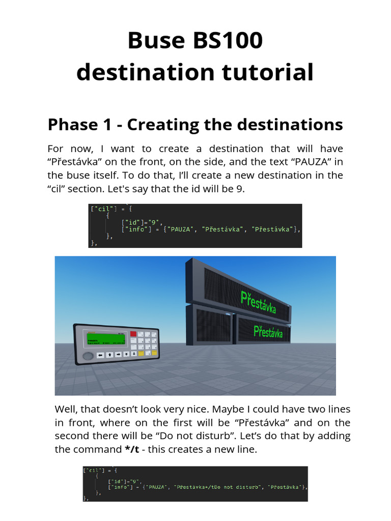 Buse BS100 Destinations Guide | PDF