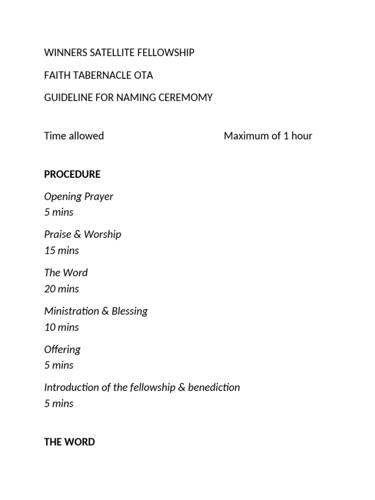 Naming - Program and Outline | PDF | Religion & Spirituality